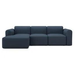 Ecksofa TENKSOM "Rund, Relax-Ecke, Big-Sofa, Endless Seating" Sofas Gr. B/H/T: 266cm x 71cm x 152cm, Boucle, Chaiselongue links, blau Bezüge wechselbar, Kaltschaum im Sitz, Nordic Swan Ecolabel