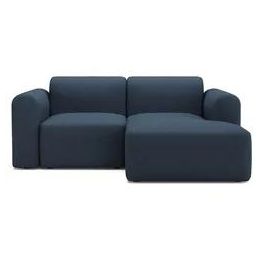 Ecksofa TENKSOM "Rund, kompakte Relax-Ecke, für kleine Räume, hoher Sitzkomfort" Sofas Gr. B/H/T: 194cm x 71cm x 152cm, Boucle, Chaiselongue rechts, blau Bezüge wechselbar, Kaltschaum im Sitz, Nordic Swan Ecolabel