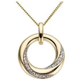 Ketten-Anhänger Firetti "Schmuck Geschenk Gold 585 Halsschmuck Anhänger für Halskette" Schmuckanhänger Gr. 0,1 ct P2 = erkennbare Einschlüsse, Gelbgold 585-Diamanten, 1,85 g, weiß (gelbgoldfarben, silberfarben, weiß, w=weiß) Damen mit Brillanten