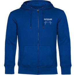 multifanshop® Kapuzen Sweatshirt Jacke - Deutschland - Herzschlag - Druck weiß