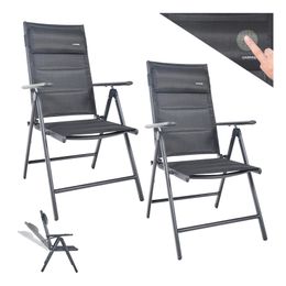 GARMIO&reg; Gartenstuhl Balkonstuhl FLORENZ anthrazit, 2er SET, 7-fach verstellbar, klappbar, inkl. Nackenkissen, f&uuml;r Terrasse