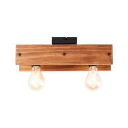 Brilliant Lampe, Calandra Deckenleuchte 2flg schwarz/holzfarbend, 2x A60, E27, 42W, Holz aus nachhaltiger Waldwirtschaft (FSC)