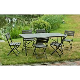 Garten-Essgruppe Garden Pleasure "TABORA" Sitzmöbel-Sets Gr. B/H/T: 180 cm x 81 cm x 175 cm, schwarz (schwarz, schwarz, schwarz)