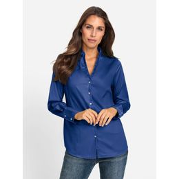 Langarmbluse Heine Gr. 42, blau (royalblau) Damen Blusen