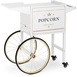 ROYAL CATERING Popcornwagen Wagen für Popcornmaschine Popcorntrolley 2 Bremsen weiß & golden