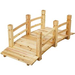 Holzbrücke 150 x 65 x 53 cm, geölt, belastbar bis 150 kg, hellbraun - stilista