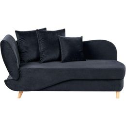 Beliani Chaiselongue Linksseitig Schwarz Samtstoff mit Bettkasten Dekokissen Modern Récamiere Liegesofa Sitzmöbel Wohnzimmer Jugendzimmer