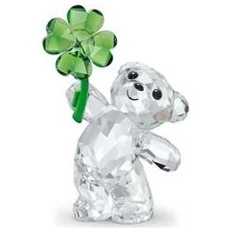 Dekofigur Swarovski "Kristallfigur Glücksbär Kleeblatt Kris Bär Glücksbringer, 5557537" Dekofiguren Gr. B/H/T: 3,5cm x 5,5cm x 2,5cm, Kris Bär Glücksbringer, grün (kristallweiß-grün-schwarz) Swarovski Kristall mit schwarzem Emaille