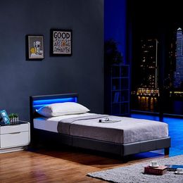 Home Deluxe LED Bett ASTRO 90 x 200 Dunkelgrau