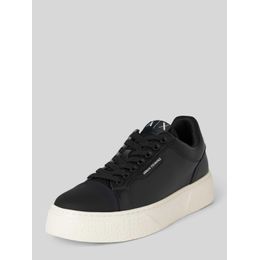 Armani Exchange Ledersneaker mit Label-Print Modell 'Lion'