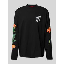 Hugo Sweatshirt mit gerippten Abschlüssen Modell 'Diflowerlo'