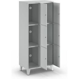 Wolf 3er-Schließfachschrank München, 2 Abteile, Breite 800 mm, lichtgrau