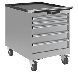 LISTA Schubladenschrank, Breite 564 mm, fahrbar, 5 Schubladen, HxT 723 x 725 mm, lichtgrau