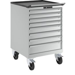 LISTA Schubladenschrank, fahrbar, BxT 717 x 725 mm, 8 Schubladen, lichtgrau