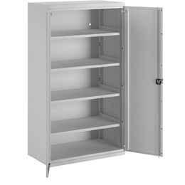 eurokraft pro Schwerlastschrank aus Stahl, 4 durchgehende Fachböden, lichtgrau/lichtgrau