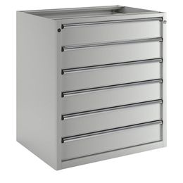 ANKE Schubladenschrank ohne Platte, Breite 910 mm, Schubladentraglast 200 kg, 6 Schubladen à 150 mm, Front lichtgrau