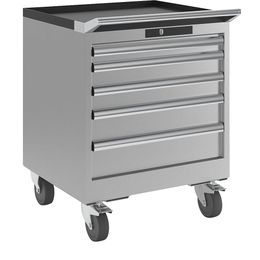 LISTA Schubladenschrank, Breite 564 mm, fahrbar, 5 Schubladen, HxT 723 x 572 mm, lichtgrau