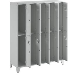 Wolf Doppelstock-Spind Berlin 2, 5 Abteile, lichtgrau, Breite 1500 mm, flache Dachform