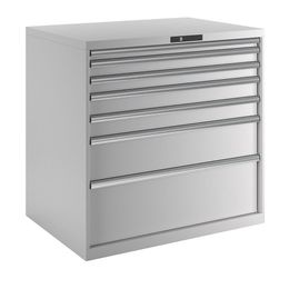 LISTA Schubladenschrank, Stahlblech, HxB 1000 x 1023 mm, 7 Schubladen, Tragkraft 75 kg, lichtgrau