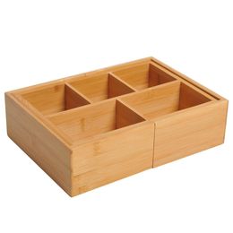 HOMCOM Aufbewahrungsbox Ordnungsbox Schubladen Organizer ausziehbar Bambus Natur L24,6 x B17,6 x H7 cm