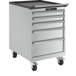 LISTA Schubladenschrank, fahrbar, BxTxH 564 x 725 x 890 mm, 5 Schubladen, lichtgrau