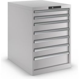 LISTA Schubladenschrank, Stahlblech, HxB 800 x 564 mm, 7 Schubladen, lichtgrau
