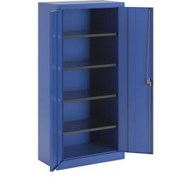 Mauser Flügeltürenschrank HxB außen 1950 x 950 mm, mit 4 Fachböden, Tiefe 500 mm, enzianblau
