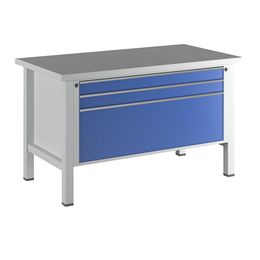 ANKE Werkbank 1500 mm breit, Gestellbauweise, 3 Schubladen à 2 x 90, 1 x 360 mm, Universalplatte, Höhe 890 mm