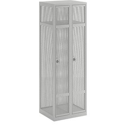 eurokraft pro Lochblechspind, 2 Abteile, lichtgrau, B 600 mm, Drehriegel