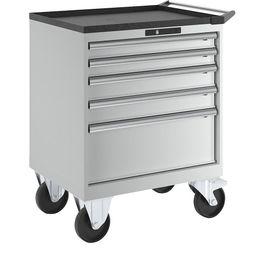LISTA Schubladenschrank, fahrbar, BxTxH 717 x 572 x 962 mm, Schubladen 2 x 75 / 2 x 100 / 1 x 250 mm, lichtgrau