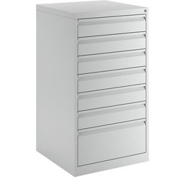 eurokraft basic Schubladenschrank, Stahl, HxBxT 900 x 500 x 500 mm, 7 Schubladen, Schubladen lichtgrau