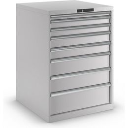 LISTA Schubladenschrank, Stahlblech, HxB 1000 x 717 mm, 8 Schubladen, lichtgrau