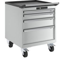 LISTA Schubladenschrank, fahrbar, BxT 564 x 572 mm, 4 Schubladen, lichtgrau