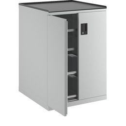 LISTA Schubladenschrank mit Flügeltüren, Höhe 1020 mm, 4 Böden, Traglast 75 kg, lichtgrau