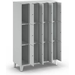 Wolf 3er-Schließfachschrank München, 4 Abteile, Breite 1200 mm, lichtgrau