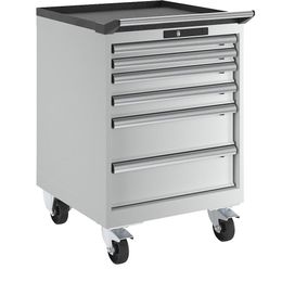 LISTA Schubladenschrank, fahrbar, BxT 564 x 572 mm, 6 Schubladen, lichtgrau