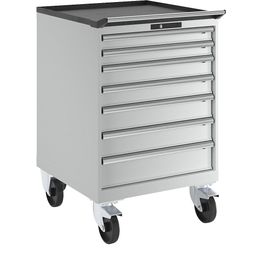 LISTA Schubladenschrank, fahrbar, BxT 717 x 725 mm, 7 Schubladen, lichtgrau