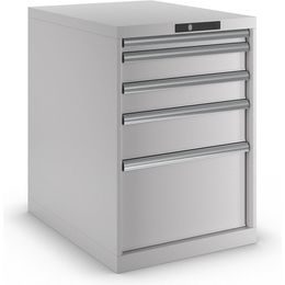 LISTA Schubladenschrank, Stahlblech, HxB 800 x 564 mm, 5 Schubladen, lichtgrau