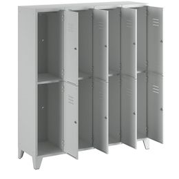 Wolf Doppelstock-Spind Berlin 2, 4 Abteile, lichtgrau, Breite 1600 mm, flache Dachform