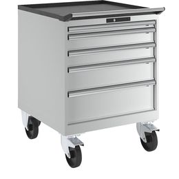 LISTA Schubladenschrank, fahrbar, BxT 717 x 725 mm, 5 Schubladen, lichtgrau
