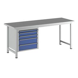 ANKE Werkbank, Gestellbauweise Serie V, 5 Schubladen, Universalplatte, Breite 2000 mm