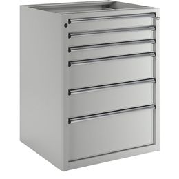ANKE Schubladenschrank ohne Platte, Breite 760 mm, Schubladentraglast 200 kg, 6 Schubladen, Front lichtgrau