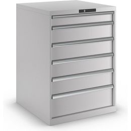 LISTA Schubladenschrank, Stahlblech, HxB 1000 x 717 mm, 6 Schubladen, lichtgrau