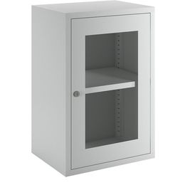 Pavoy Hängeschrank, Höhe 600 mm, mit Sichtfenstertür/en, Breite 400 mm, glatte Rückwand, grau