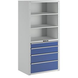 LISTA Schubladenregal, 3 Universal-, 2 Verstellböden, 4 Schubladen, Grundfeld