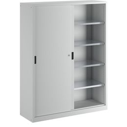 LISTA Schiebetürschrank, HxB 1950 x 1500 mm, Trennwand, Tiefe 500 mm, lichtgrau RAL 7035