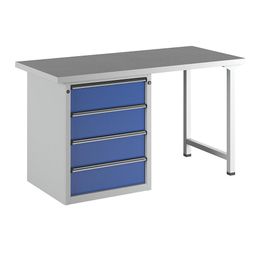 ANKE Werkbank, Gestellbauweise Serie V, 4 Schubladen, Universalplatte