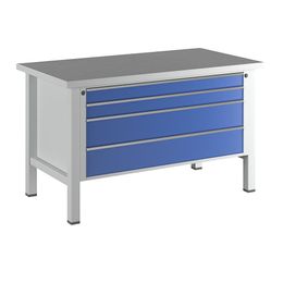 ANKE Werkbank 1500 mm breit, Gestellbauweise, 4 Schubladen à 2 x 90, 2 x 180 mm, Universalplatte, Höhe 890 mm