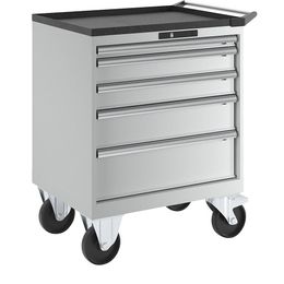 LISTA Schubladenschrank, fahrbar, BxTxH 717 x 572 x 962 mm, Schubladen 1 x 50 / 2 x 100 / 1 x 150 / 1 x 200 mm, lichtgrau