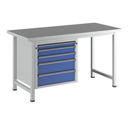 ANKE Werkbank, Gestellbauweise Serie V, 5 Schubladen, Universalplatte